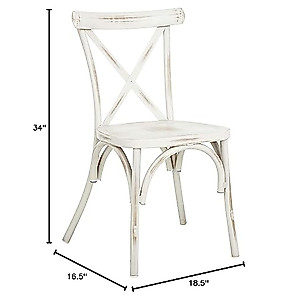 SAFAVIEH Outdoor Collection Elia Distressed White Stackable Chair (Set of 2)