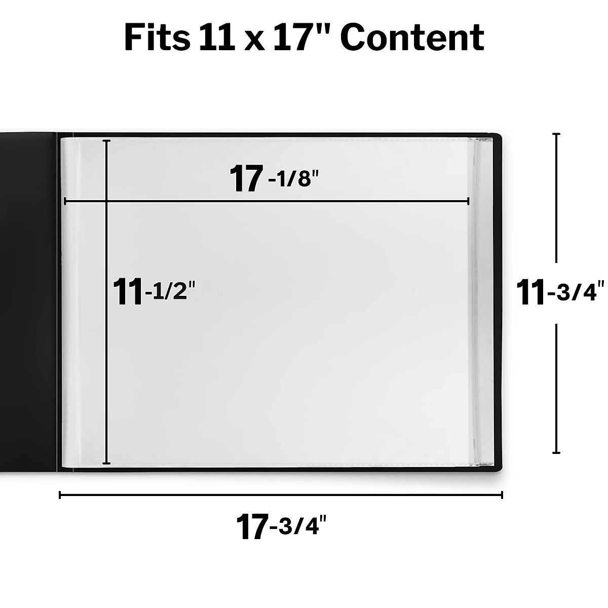 Dunwell 11x17 Portfolio Binder (Black, Horizontal), Presentation Book with 24 Pockets, Large 11 x 17 Art Portfolio Folder, Acid-Free Poly Cover and Sleeves