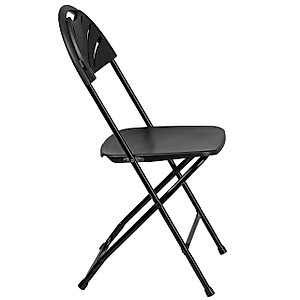 EMMA + OLIVER 8 Pack 650 lb. Capacity Black Plastic Fan Back Folding Chair