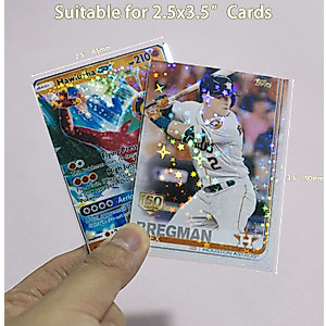 50 Pcs Clear Laser Flashing Card Sleeves for Standard Size Trading Cards, Star Shape Photocards Sleeves for Kpop Photos, Holographic Foil Soft Card Protector 2.5" X 3.5" for Photocard,Game Cards