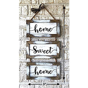 Home Sign For Wall Front Door Indoor Outdoor Country Rustic Primitive Decor Art 20" x 9" (Home Sweet Home)