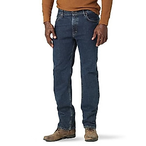 Wrangler Authentics Men's Regular Fit Comfort Flex Waist Jean, Dark Stonewash, 36W x 30L
