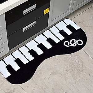 ABREEZE Stylish Music Rug Piano Rug Keyboard Music Rug Kids Play Rug Black and White Rug for Living Room/Kitchen/Bathroom/Corridor/Hallway