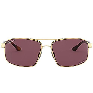 Ray-Ban Men's Rb3604ch Chromance Square Sunglasses, Gold/Polarized Purple, 62 mm