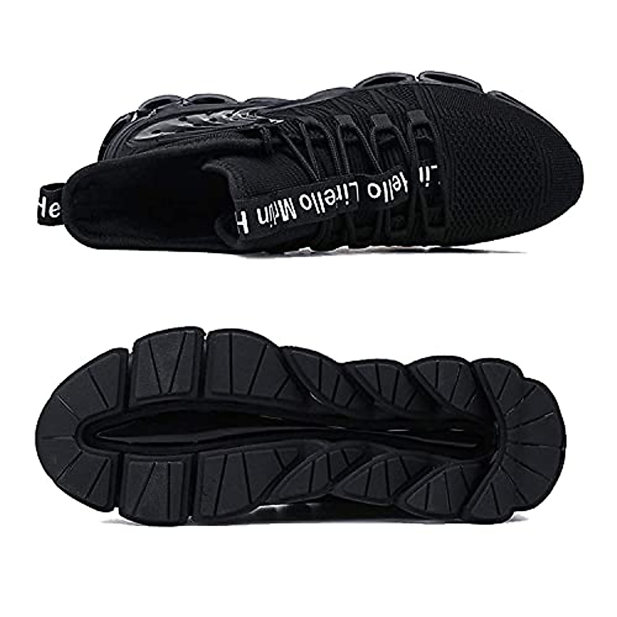 DUDHUH Running Shoes for Men Comfortable Athletic Cross Trainer Casual Walking Fashion Mens Tennis Sock Sneakers Black
