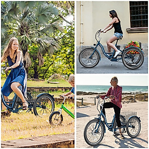 H&ZT 350W Electric Trike, 7 Speed 3 Wheel Electric Bicycle with 36V 10Ah Lithium Battery UL Certified, 24" E Trike Electric Tricycle for Adults with Rear Basket