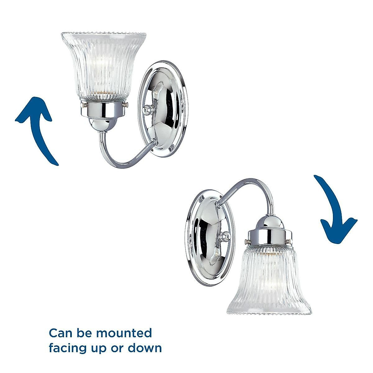 Progress Lighting P3287-15 Economy Fluted Glass Bath & Vanity, 5-1/4-Inch Width x 9-Inch Height, Chrome