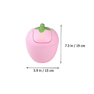 Cute trash bin Strawberry Desk Trash Can Small Plastic Storage Baskets Counter Top Garbage Can Kawaii Trash Bin Pen Holder Desk Organizer with Swing Lid for Home Car rubbish bin Pink small trash bin