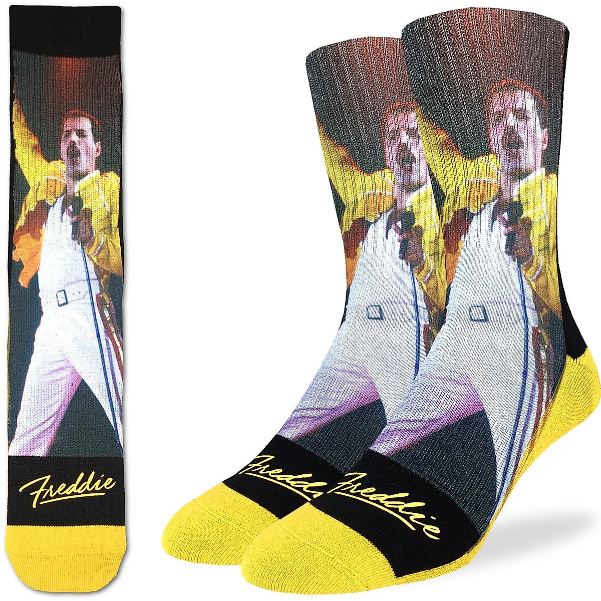 Good Luck Sock Men's Freddie Mercury, Wembley Socks, Adult, Shoe Size 8-13