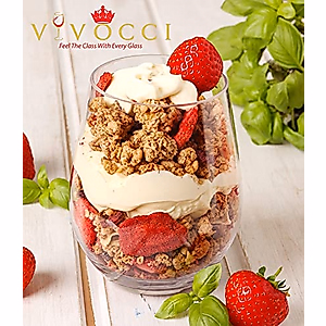 Vivocci Unbreakable Elegant Plastic Stemless Wine Glasses 20 oz | 100% Tritan Heavy Base | Shatterproof Glassware | Ideal For Cocktails & Scotch | Perfect For Homes & Bars | Dishwasher-Proof, Set of 4