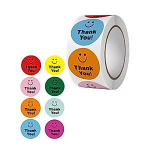 Redya Thank You Stickers, 500 Pieces Envelope Sticker, 1.5 inch Business Stickers, Smiley Face Stickers, Packaging for Small Business, Supplies, Mailer Boxes, Envelope Seals (301-00006)
