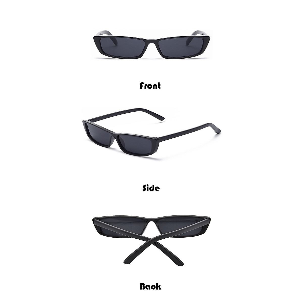 GOBIGER Rectangle Small Frame Sunglasses Fashion Designer Square Shades for women (Black Frame, Black)