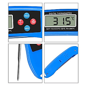 cdar Instant Read Meat Thermometer for Cooking, Thermometer with Backlight, Magnet, Calibration, and Foldable Probe for Deep Fry, BBQ, Grill A