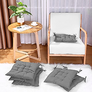 Sanwuta 6 Pcs Seat Cushions Set Chair Cushion Dining Chair Cushion Comfort Chair Pads Chair Mat for Dining Office Room Kitchen Chair Cushions with Ties Desk Chair Pad for Indoor Outdoor (Gray)