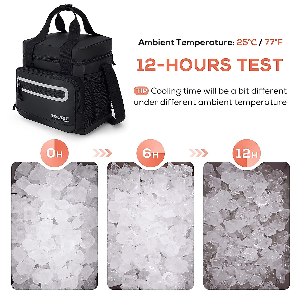 TOURIT Large Lunch Bag 14L Insulated Lunch Box Lunch Cooler for Men Work, School, Black