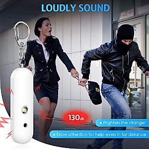 (Upgraded Version) Safe Sound Personal Alarm, 130dB Safesound Security Alarm Keychain, Dual Speakers, Emergency Self Defense Alarm with LED Light, for Kids, Women, Elderly (2 Pack)