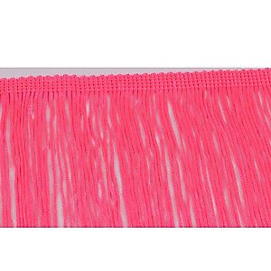 Heartwish268 Fringe Trim Lace Polyerter Fibre Tassel 12inch（″） Wide 10 Yards Long for Clothes Accessories and Latin Wedding Dress and DIY Lamp Shade Decoration Black Fluorescent Peach