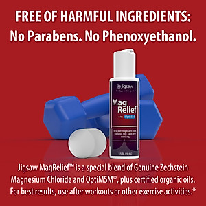 Jigsaw Health MagRelief | Ultra Pure Magnesium Lotion | with Zechstein Magnesium Chloride and OptiMSM | Fragrance Free | 5 Ounces