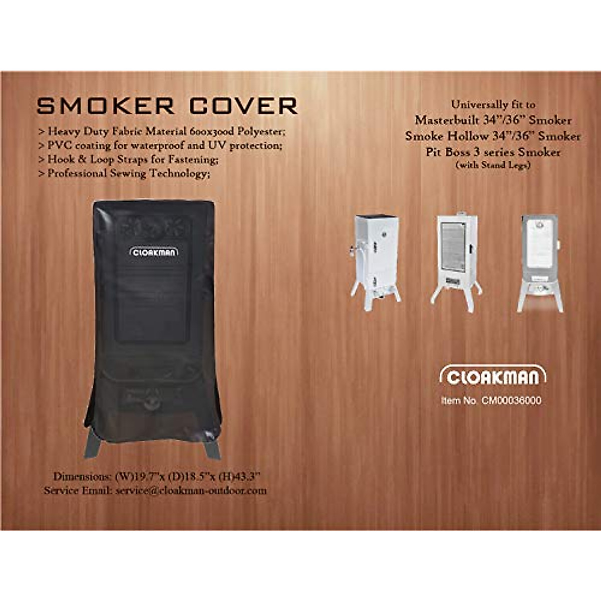 CLOAKMAN Premium Heavy-Duty Smoker Cover Applicable to Pit Boss 3 Series Smoker and Masterbuilt MPS230/Smoke Hollow 3615GW 34162G 3616DEW 34 in & 36 in Vertical Smokers COS-244