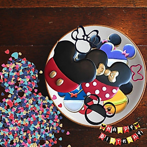 MOUSE COOKIE CUTTERS. Inspired By Mickey Head and Minnie Mouse Face Cartoon Characters with Red Hair Bow Cookie Cutters Made in USA (3 Pack)