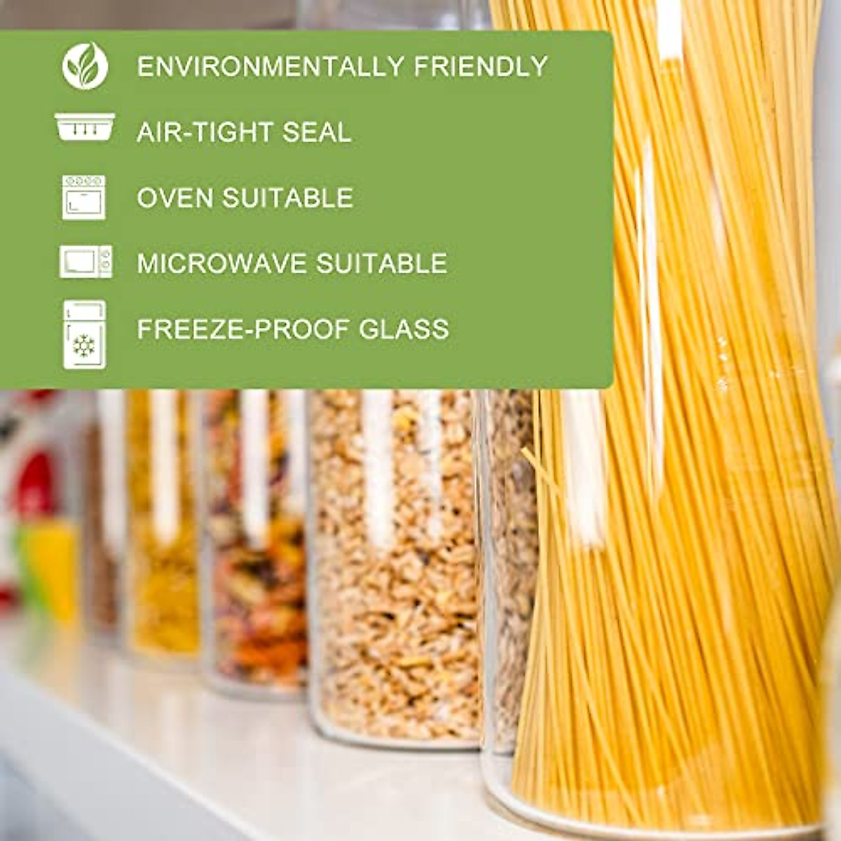 LIBWYS Pantry Glass Storage Jars with Bamboo Lids Set of 4, 135oz Airtight Food Containers Kitchen Storage Jars - Dishwasher Safe (4pack)