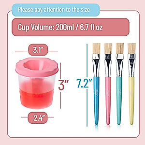Mr. Pen- No Spill Paint Cups with Pastel Colored Lids, 4 pcs with 4 Paint Brushes, Paint Containers with Lids, Paint Cups with Lids for Kids, Paint Cups for Painting, Spill Proof Paint Cups for Kids