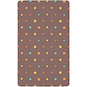 Star Themed Fitted Crib Sheet,Standard Crib Mattress Fitted Sheet Toddler Bed Mattress Sheets-Baby Crib Sheets for Girl or Boy,28“ x52“,Multicolor