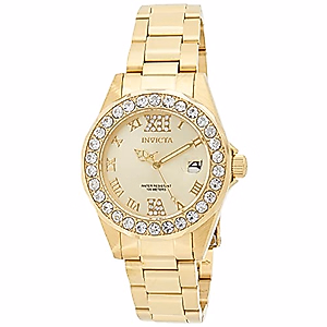 Invicta Women's 15252 Pro Diver Gold Dial Crystal Accented 18k Ion-Plated Stainless Steel Watch