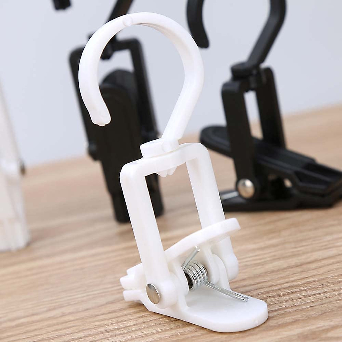 6 Pieces Laundry Hooks Clips Clothes Pins Rotating Laundry Hook Hanging Clips Plastic Fabric Chips Hanging Curtain Clips Tent Tarp Clips for Home Office Workshop Travel Outdoor Camp, White