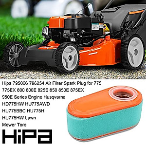 HIPA 795066 796254 Air filter Spark Plug for 775 775EX 800 800E 825E 850 850E 875EX 950E Series Engine Husqvarna HD775HW HU775AWD HU775BBC HU775H HU775HW Lawn Mower Toro