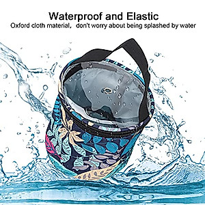 HEEPDD Yarn Storage Tote, Yarn Ball Needle Sundries Finishing Storage Tool Household Leaf Pattern Oxford Cloth Bucket Storage Tote Bag for Yarn Storage(Small Drum)