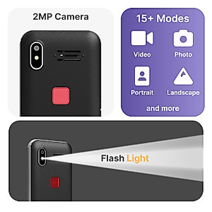 Jethro SC490 4G Unlocked Senior Cell Phone/Plan 6 Months, Unlimited Talk & Text, SIM Card Included, Easy-to-Use for Elders and Kids, Big Screen and Buttons, FCC Certified