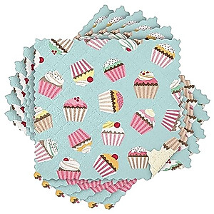ALAZA Cute Cupcake Dish Towels Set of 6,Dish Bar Tea Towel Dishcloths Washable Fast Drying Dish Cloth Reusable Cleaning Cloth,11 x 11 inches