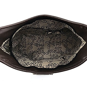 Justin West Tooled Laser Cut Leather Floral Embroidery Rhinestone Buckle Studded Shoulder Concealed Carry Tote Style Handbag Purse (Purple Purse)