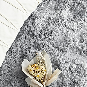 FlyDOIT 6x9 Feet Large Area Rugs for Living Room, Tie-Dyed Light Grey Shaggy Rug Fluffy Throw Carpets, Ultra Soft Plush Modern Indoor Fuzzy Rugs for Bedroom Girls Kids Nursery Room Dorm Home Decor