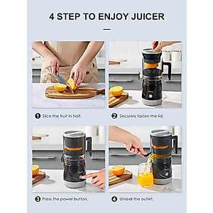 lectric Citrus Juicer, Reemix Full-Automatic Orange Juicer Squeezer for Orange, Lemon, Grapefruit, Citrus Juicer with Cleaning Brush, Easy to Clean and Use (Black)
