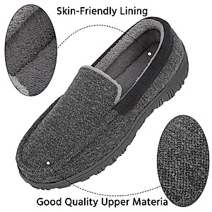 Bigwow Moccasin Slippers for Men Memory Foam House Shoes Indoor Outdoor Comfort Mens Moccasin Slippers Size 11 Grey