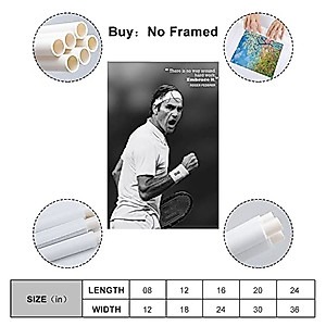 NIOKUM Roger Federer Poster The Motivational Posters For Home Decor Tennis Canvas For Boys Bedroom Gift Unframe-style 12x18inch(30x45cm)