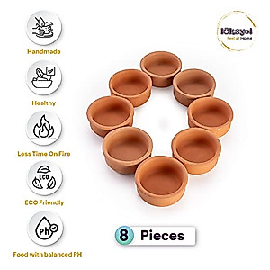LUKSYOL Handmade Unglazed Clay Bowls: Set of 8 (3.1 x 1.38 inches) - Embark on a Culinary Journey with Authentic Terracotta Cooking for Indian, Mexican, Korean Delights!