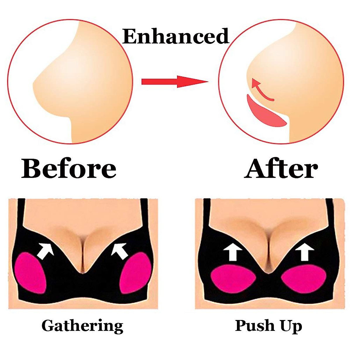 LZWIN Waterproof Silicone Chicken Cutlets Bra Inserts - Soft Push Up Enhancer Pads for Summer Swimsuits & Bikini