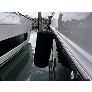 Ocean Buy Boat Fender with Cover - 1 unit - size 12 x 24 inch – Inflatable Dock Bumper for Boats and Yachts – Lightweight Easy to Use Fender – Heavy Duty Mooring Protection – Accessories Included