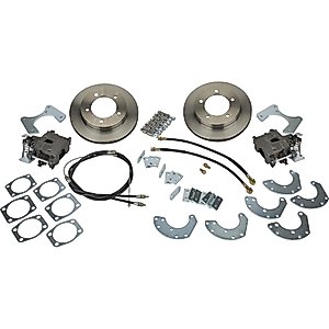Speedway Motors Rear End Disc Brake Conversion Kit, Includes Single Piston Calipers, E-Brake Cables, D154 Pads, Rubber Hoses, Caliper Brackets, Fits 9 Inch Ford Truck