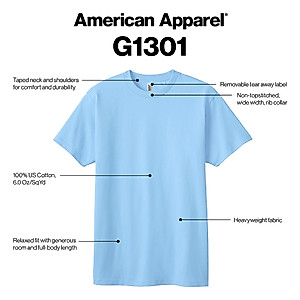 American Apparel Heavyweight Cotton T-Shirt, Style G1301/G1301GD, Multipack, Royal Blue (2-Pack), 2X-Large