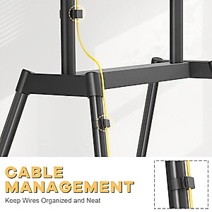 Artistic Easel TV Stand for 32-86 inch LCD LED Flat Curved Screens TVs up to 132 lbs, Studio TV Display Stand with Height Adjustable, TV Stand with 4 Legs, Max VESA 660x400mm, Hide Your Wires, Black