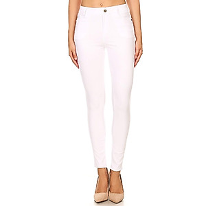 Women's High Waisted Super Stretchy Skinny Denim Jegging Pants with Pockets White Size US XL