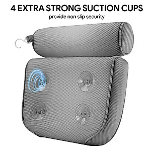 PEULEX Comfort Bath Pillow for Tub, Bath Pillow for Neck Back Support with Strong Suction Cups & Hook, Soft Bath Pillow for Luxury Bath, Hot Tub Bathtub Pillow Made with Soft Mesh, Great Gift for Wife