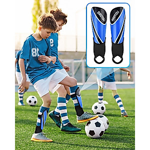 BROTOU Shin Guards Soccer Youth, Soccer Shin Guards for Kids 3-15, Light Weight Adjustable Straps Shin Pads Protection Equipment with Ankle and Leg Calf Protection