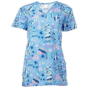 24|7 Comfort Scrubs Women's Love Each Other V Neck Scrub Top, Large
