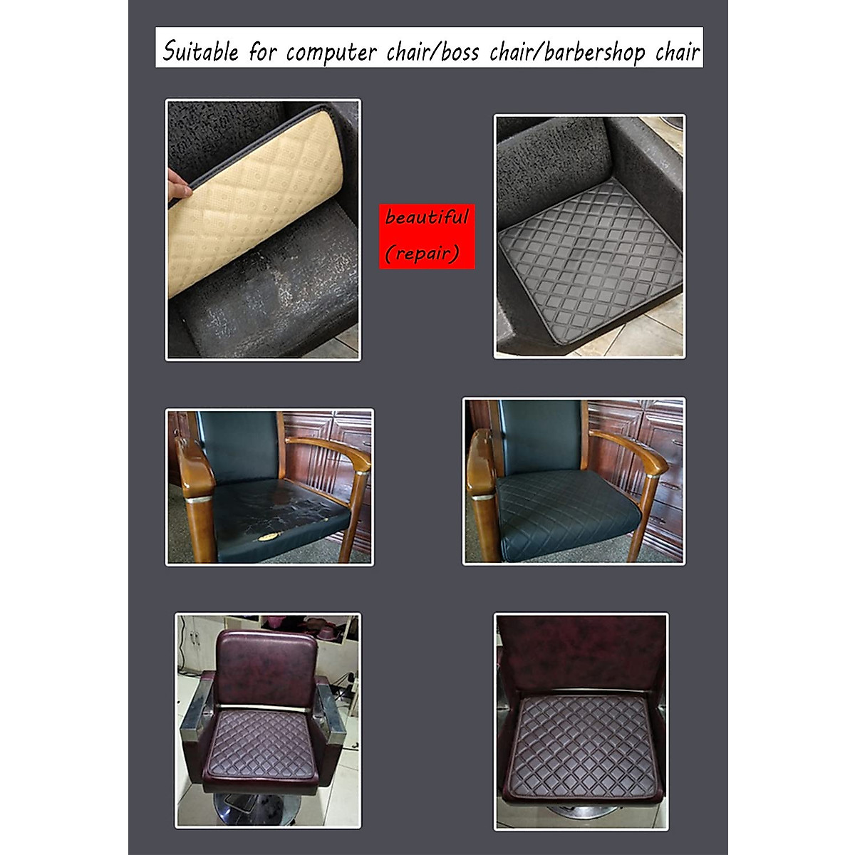 Leather Chair Cushion Pad Office Computer Chair Boss Chair Pad Non-Slip Waterproof Dining Chair Cushion Car Sofa Leather Seat Cushion ( Color : Black , Size : 50*50cm )