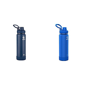 Takeya Actives Insulated Stainless Steel Water Bottles with Spout Lid, 24 Ounce, Midnight Blue and Cobalt